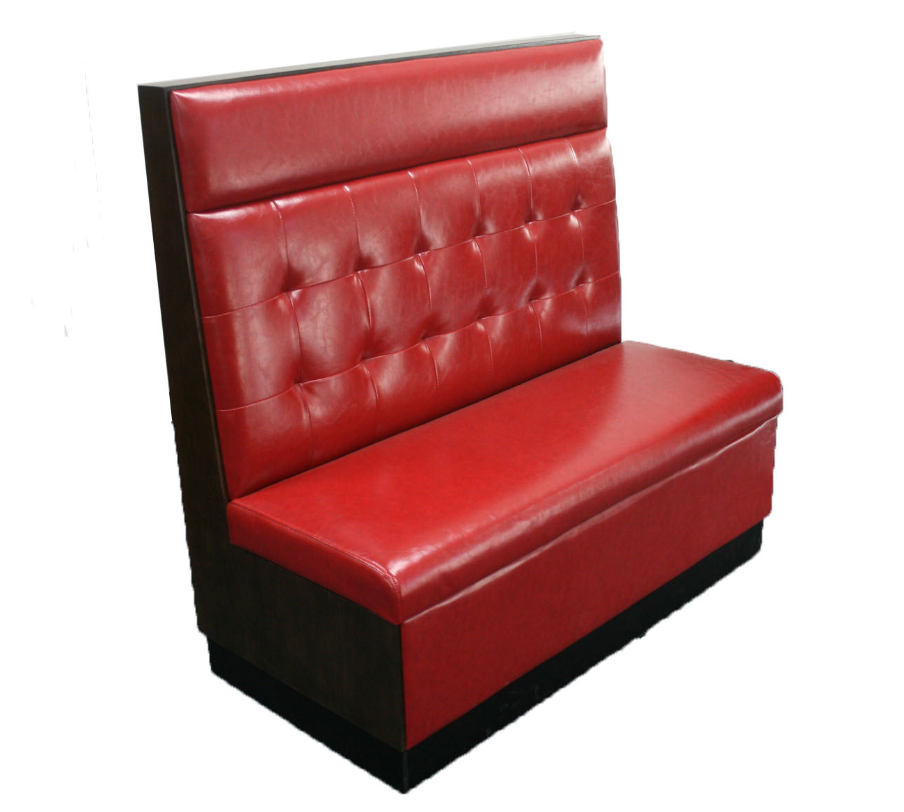 Red Single Booth with Tufted Back & Wood Frame – 46H : Restaurant ...