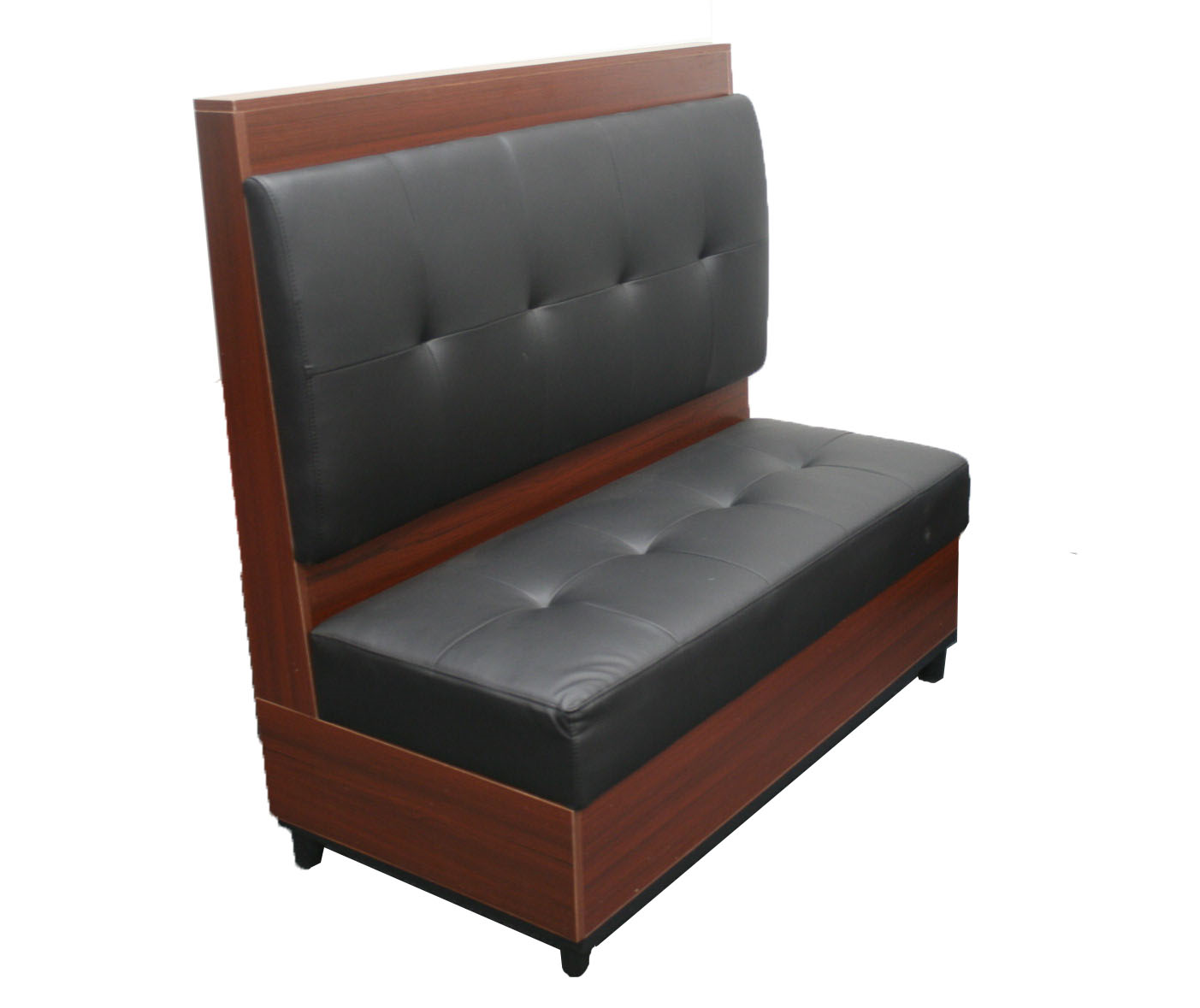 Button Tufted Melamine Single Booth w/ Black Vinyl Seat & Back - A1 ...