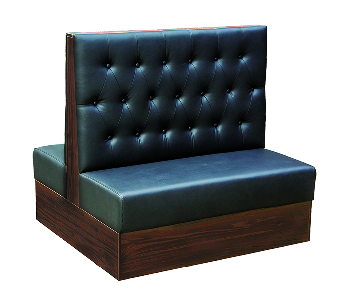46H, Button Tufted Vinyl Double Booth in Black : Restaurant Furniture ...