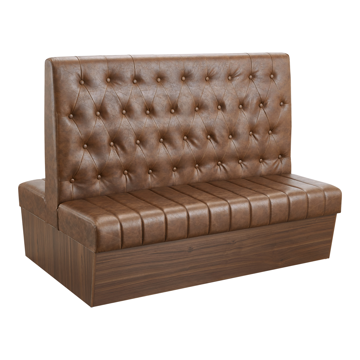 60L x 46H Melamine Frame Double Booth with Button Tufted Vinyl Back ...