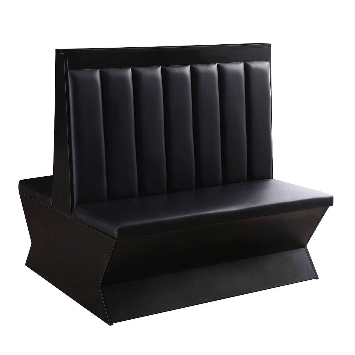 46H, Melamine Double Booth w/ Padded Black Vinyl Seat & 7-Vertical ...