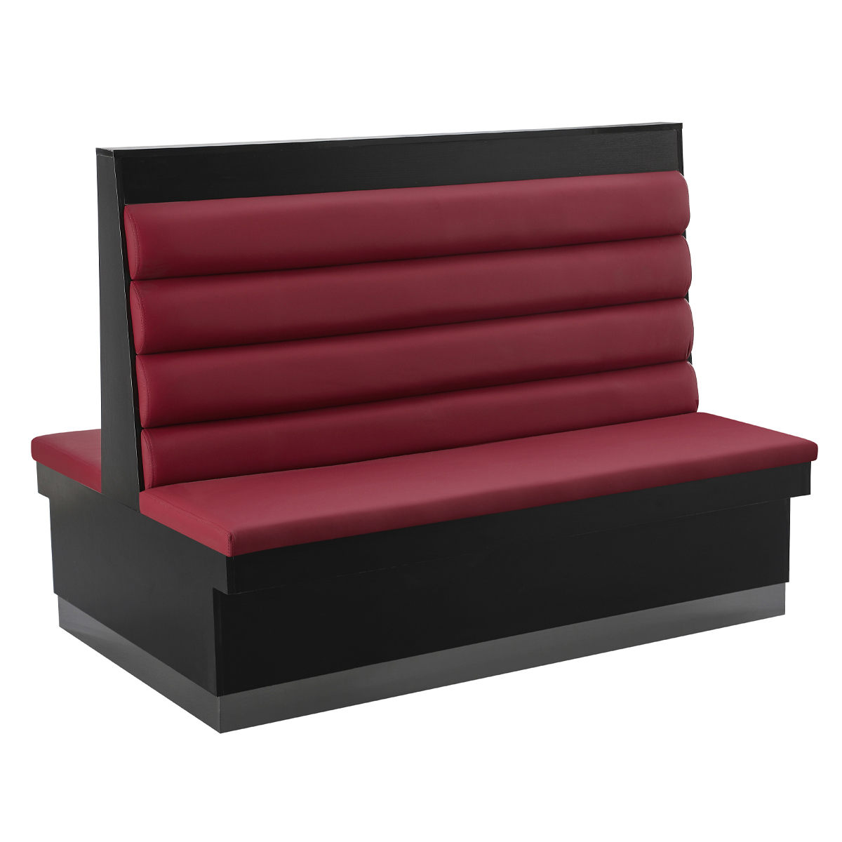 60L x 46H Horizontal 4-Channel Double Booth with Burgundy Padded Seat ...
