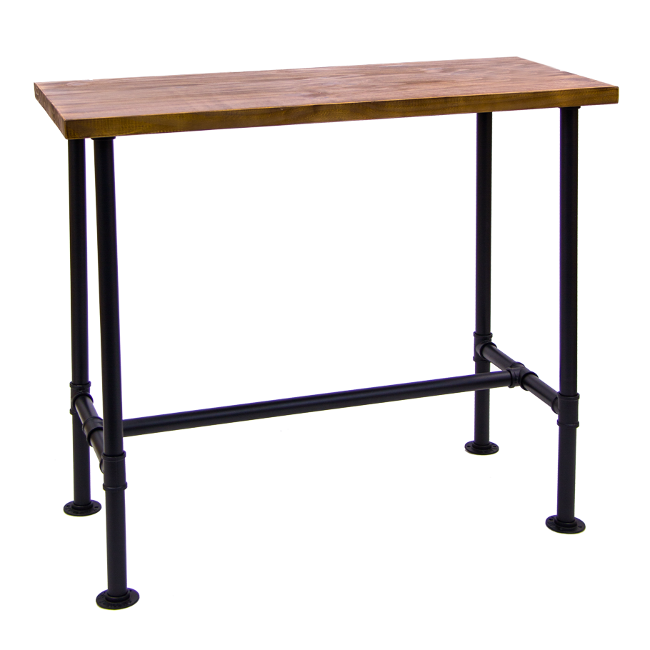 24x48 Indoor Pinewood Table Top with Black Pipe Metal Base in Bar ...