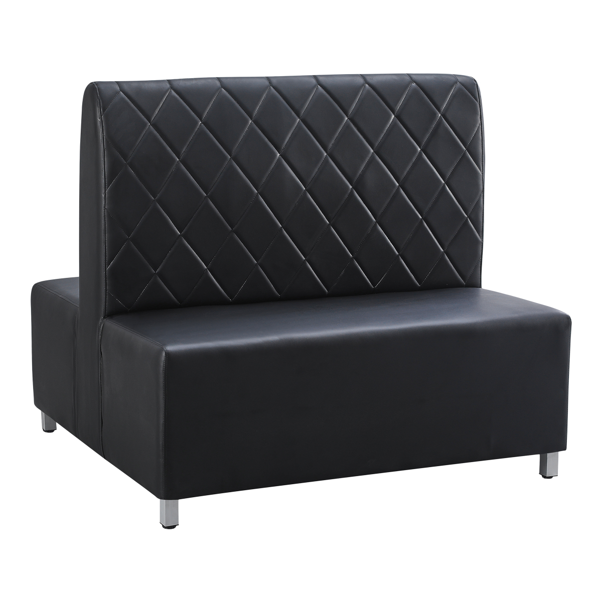 47L x 44H Black Double Booth with Padded Black Vinyl Seat & Diamond ...