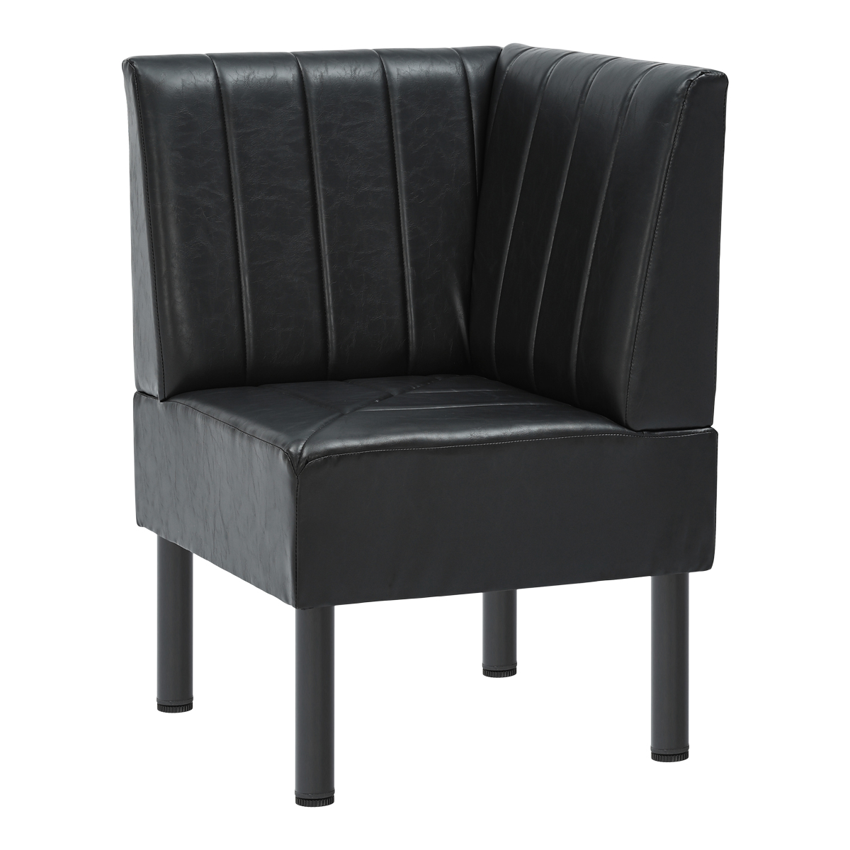 24L x 36H Black Upholstered Corner Booth with Vertical Channel Backrest ...