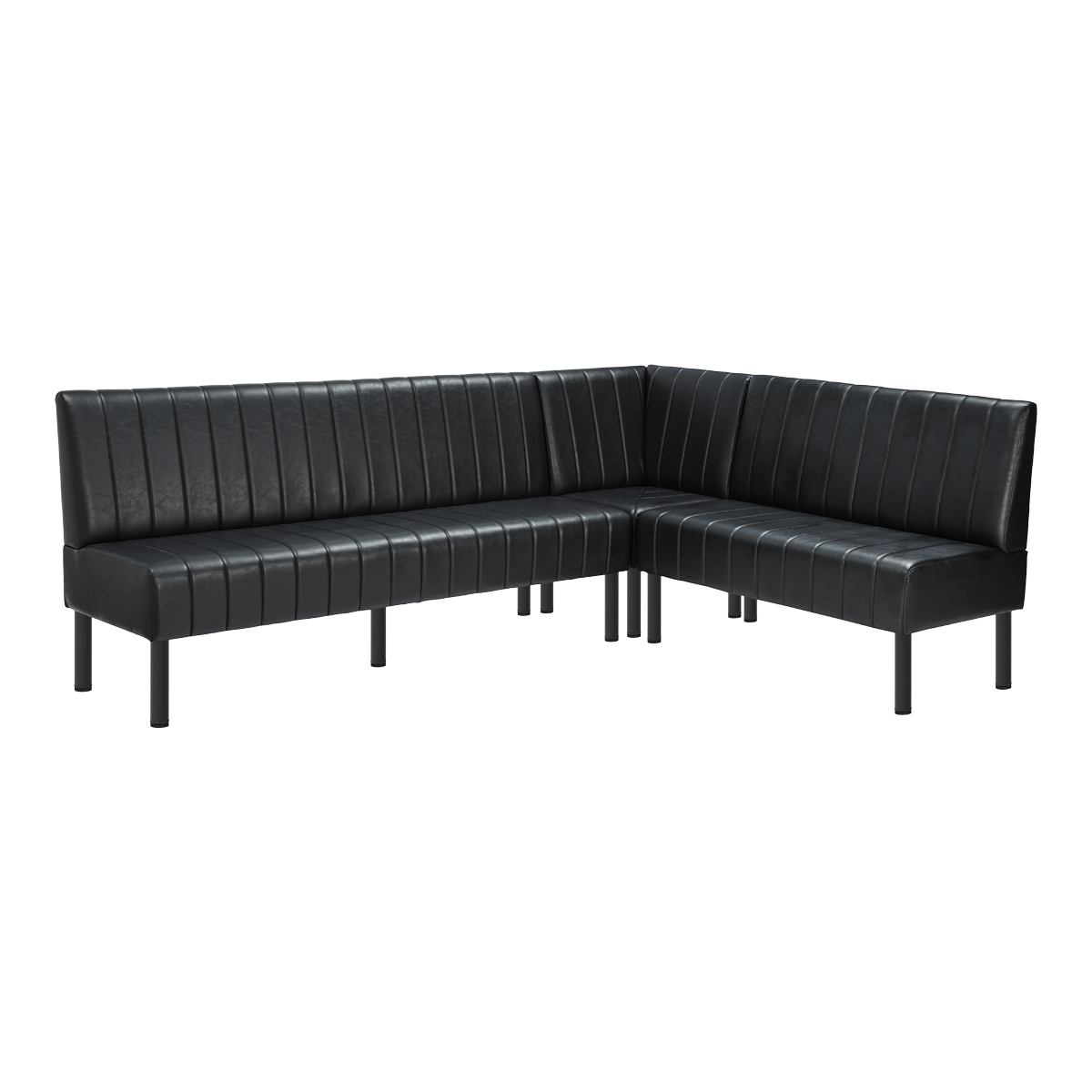 Black Upholstered Booth Seating with Vertical Channel Backrest and ...