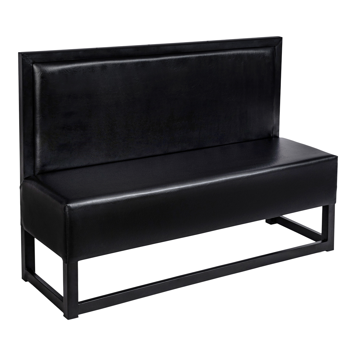 60L, Black Plain Back Upholstered Single Metal Booth : Restaurant ...