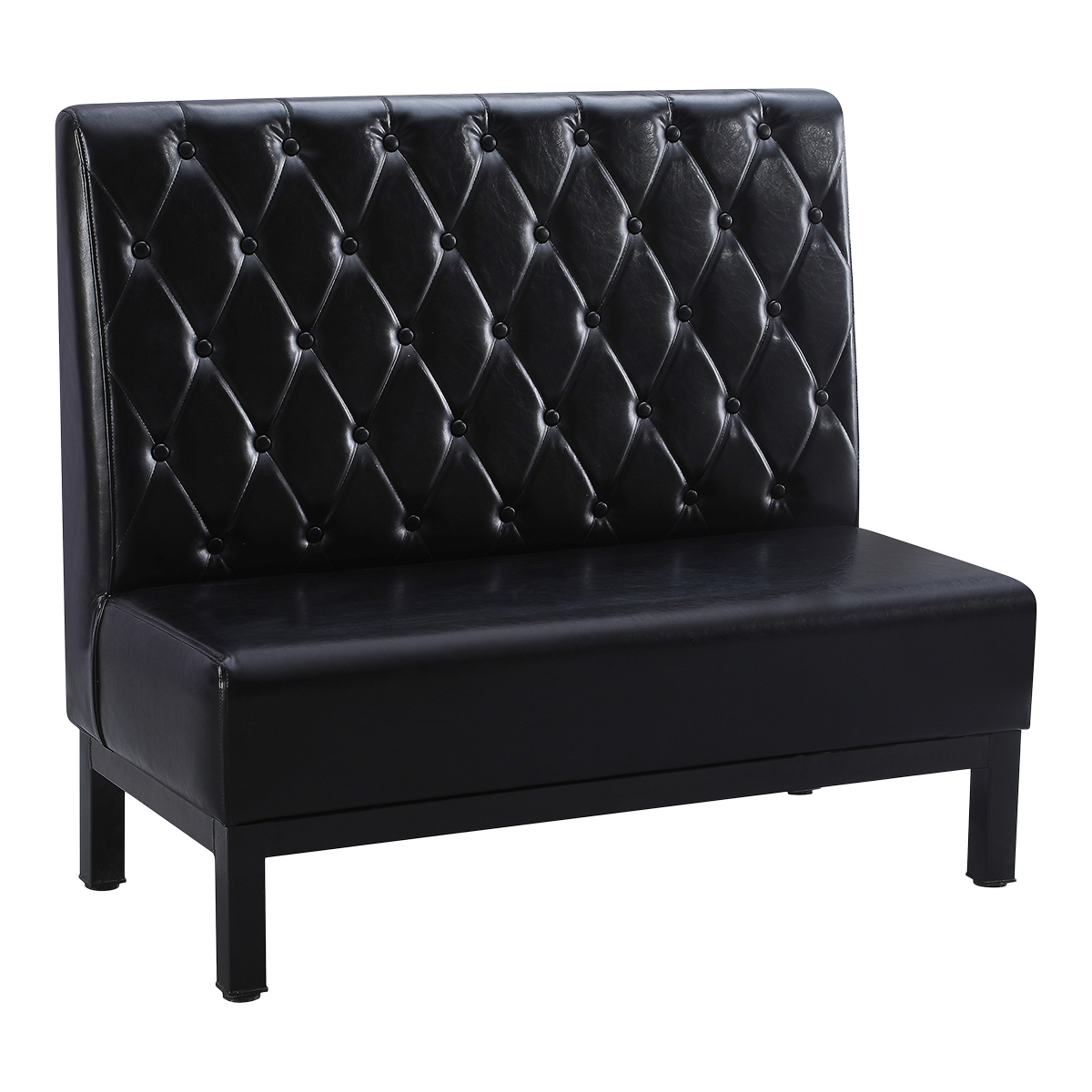 47L x 44H Single Black Diamond Pattern Button Tufted Back Vinyl Booth ...