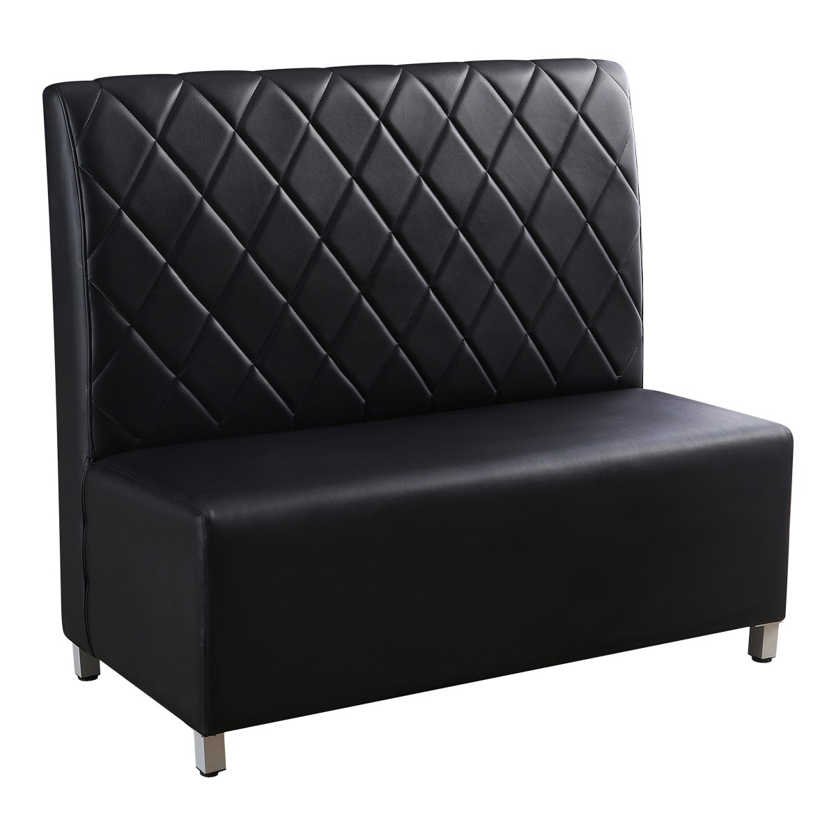 47L x 44H Black Single Booth with Padded Black Vinyl Seat & Diamond ...