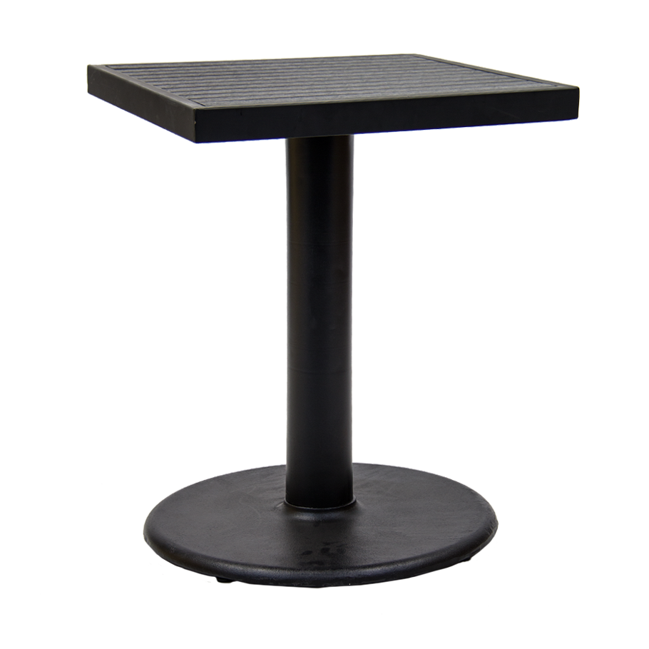 24X24 Black Steel Table with Black Imitation Teak Slat Top : Restaurant ...