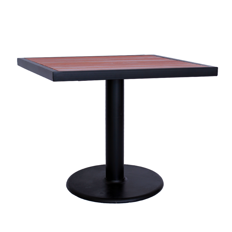 30x30 Black Steel Table with Rosewood Slat top : Restaurant Furniture ...