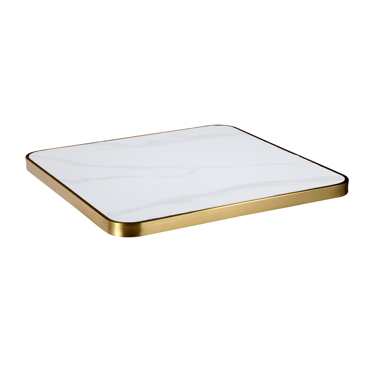 24 Round, White Marble Sintered Stone Table Top with Light Grey Veining ...