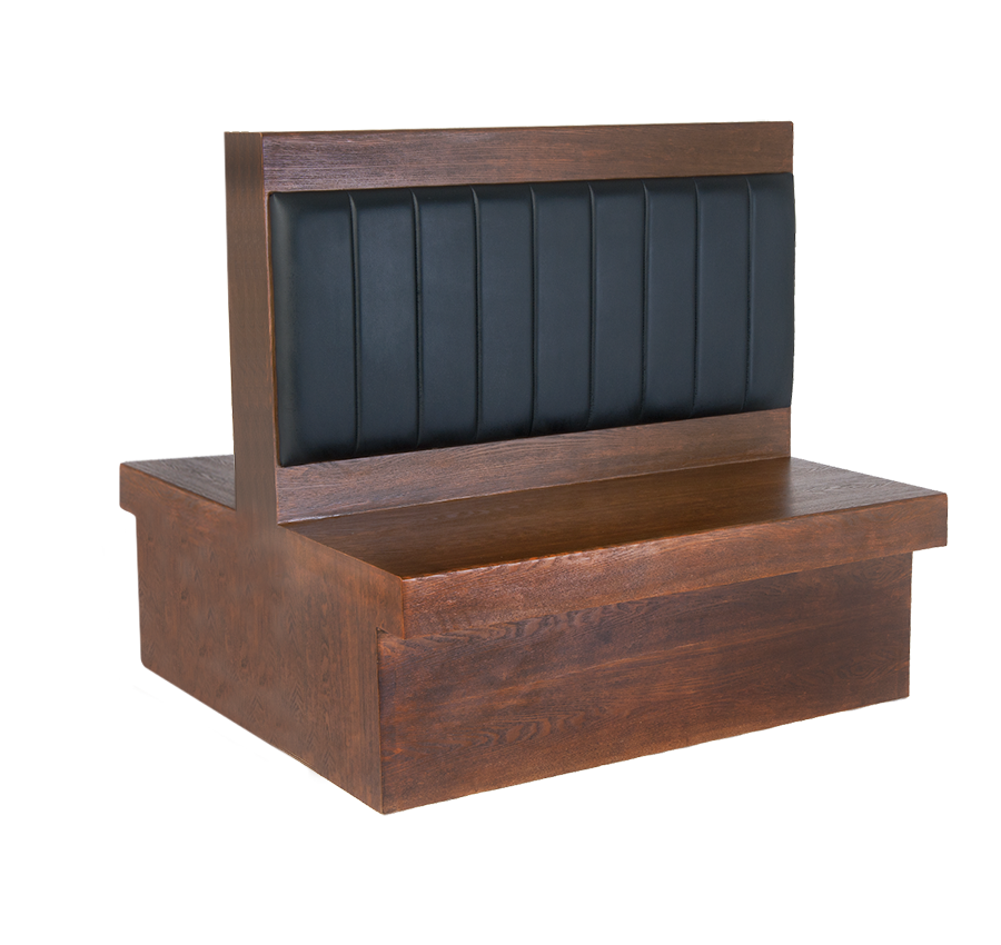 48H, 9 Channel Back Veneer Wood Double Booth in Walnut : Restaurant ...