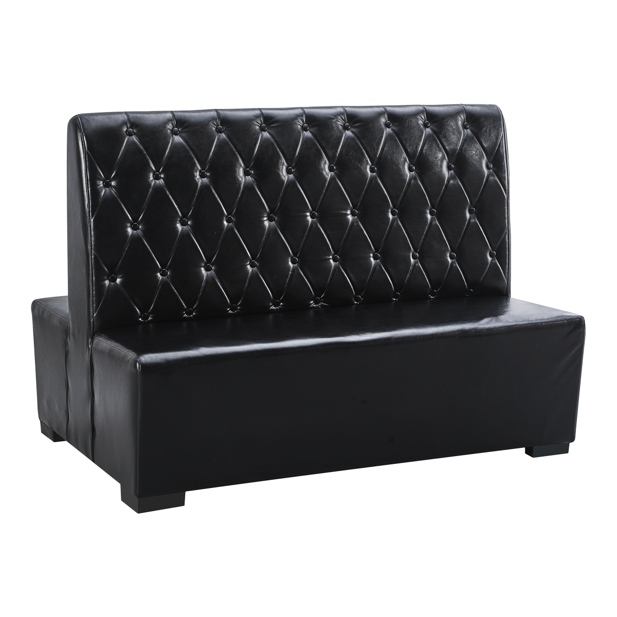 60L x 44H Black Vinyl Double Booth with Diamond-Pattern Tufted Back ...
