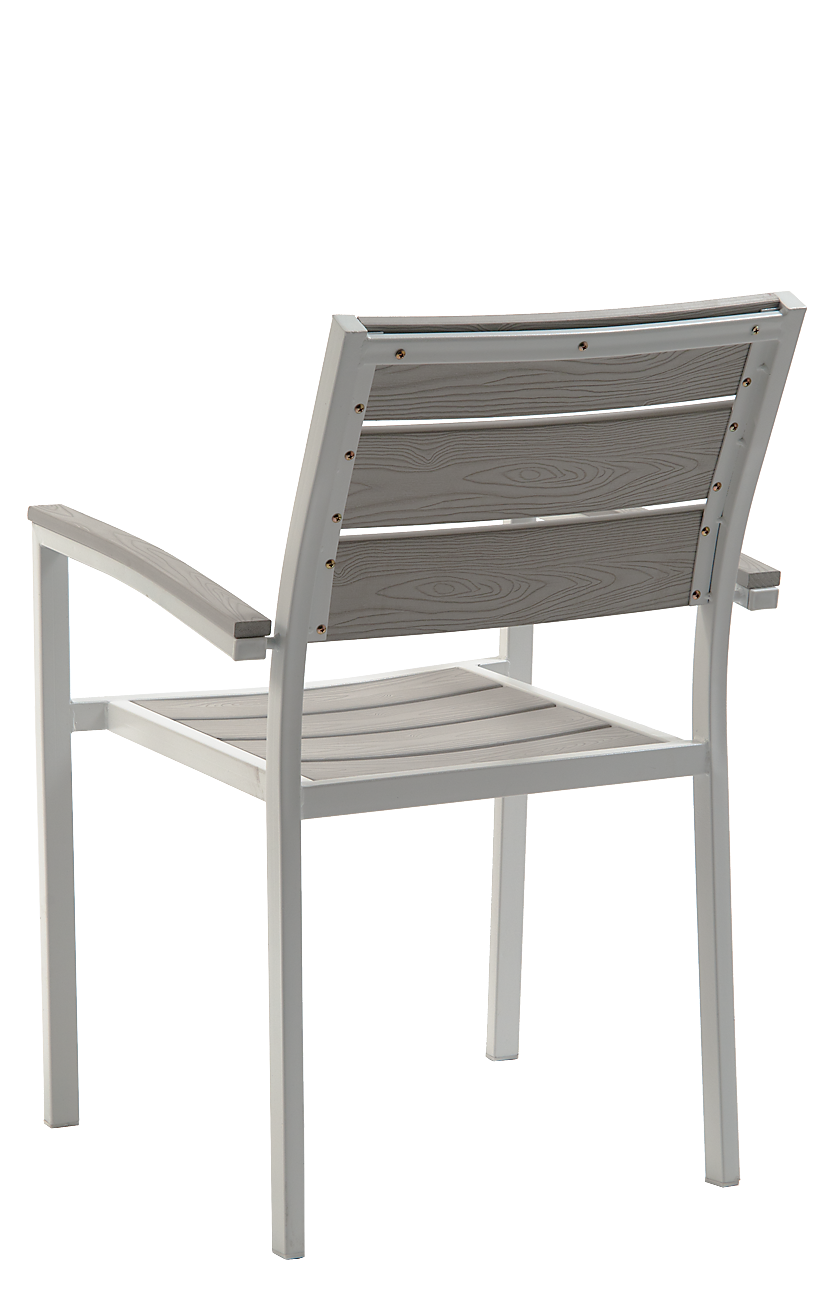 Aluminum Chair with Imitation Teak Slats, White Color Frame ...