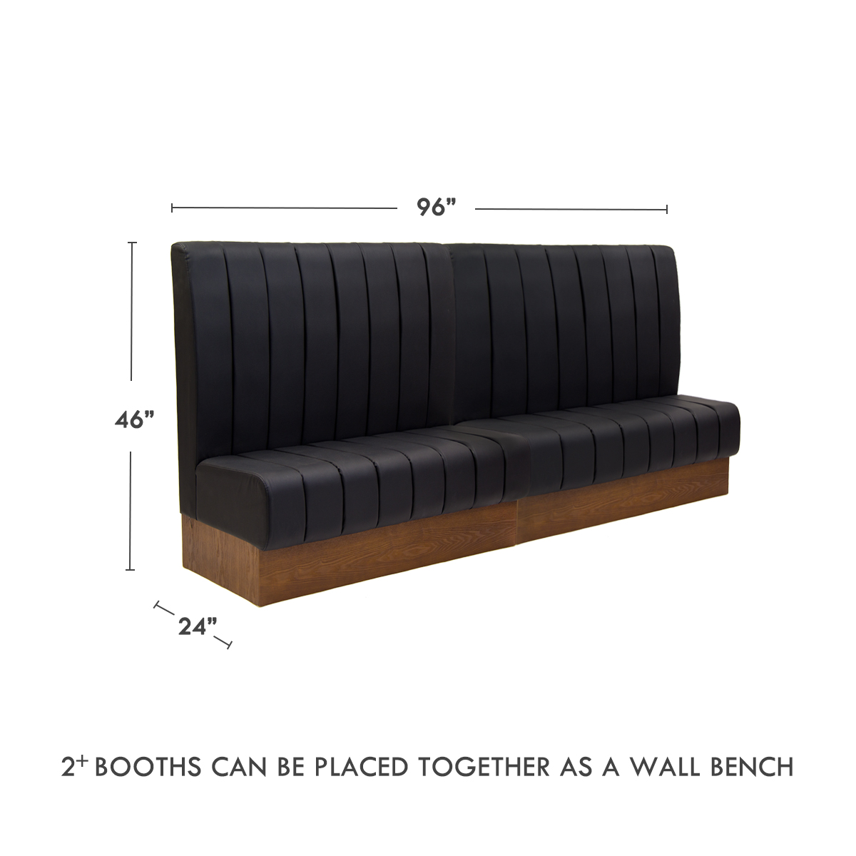 48L, 8 Channel Back Upholstered Single Booth in Black : Restaurant ...