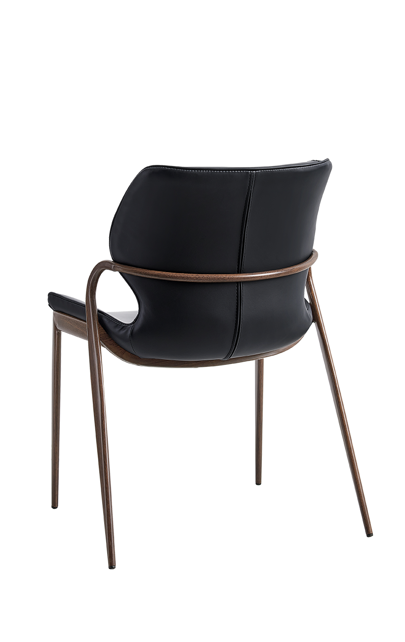 Indoor Wood Grain Metal Chair with Black Vinyl Seat : Restaurant ...