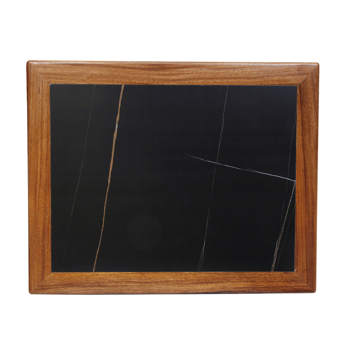 36 x 36 Sintered Stone Table Top w/ Walnut Wood Edge in Dark Walnut ...