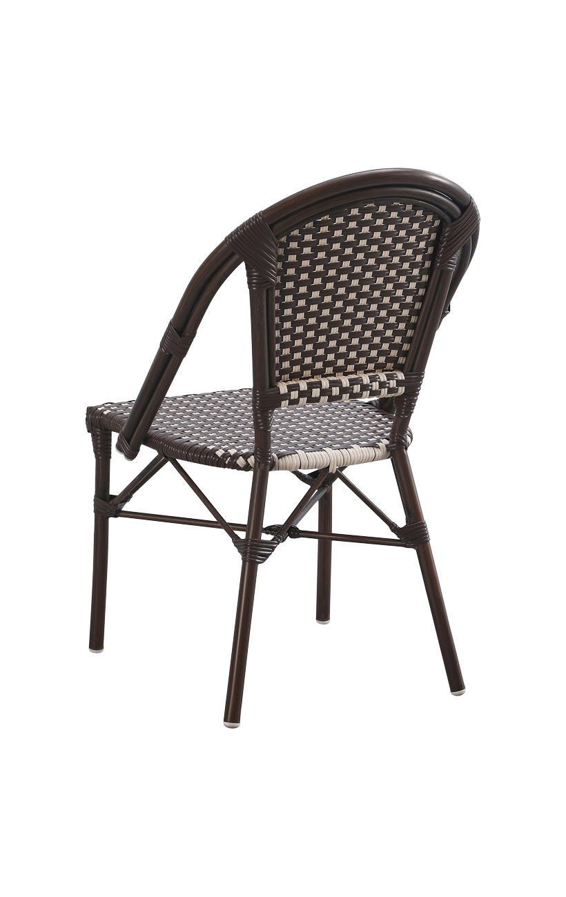 Robust Dark Espresso Metal Chair with Luxurious Poly Woven Seat & Back ...