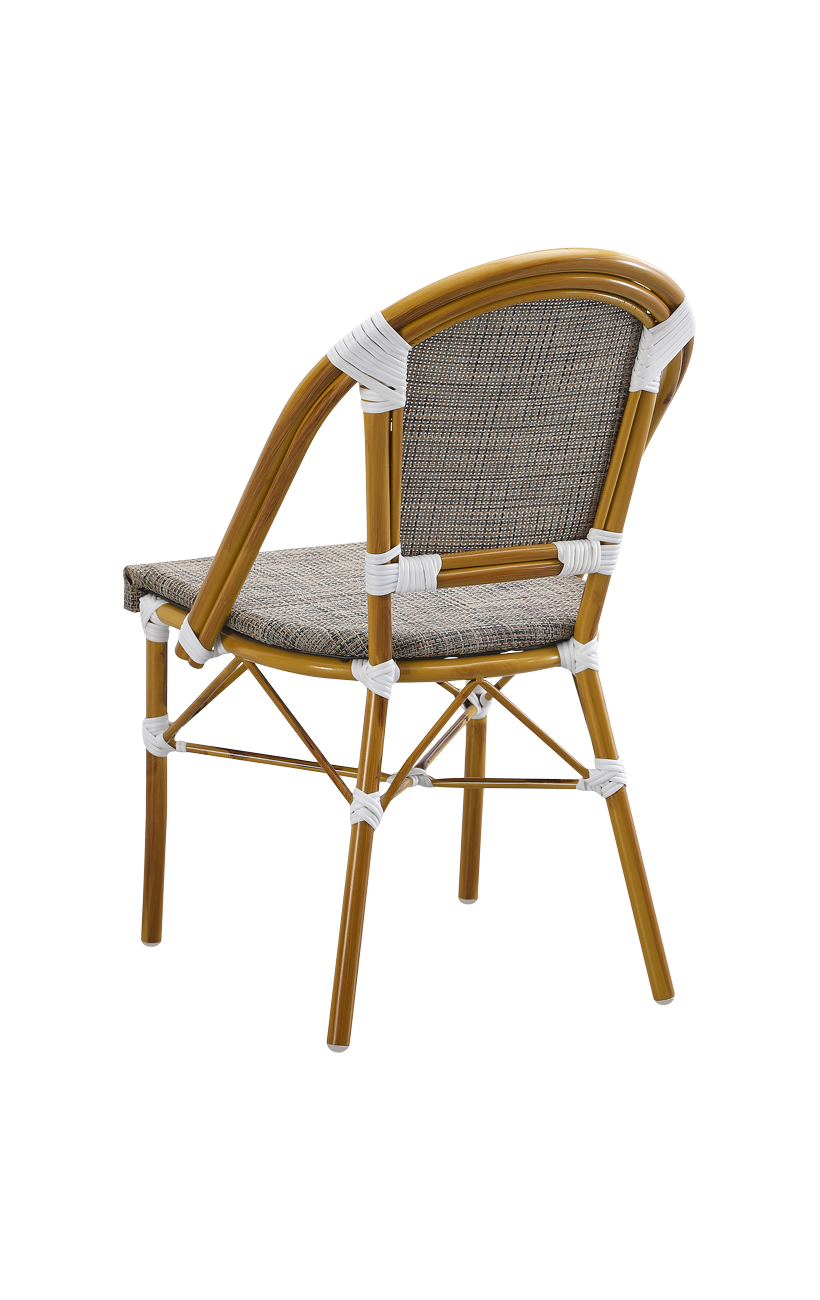 Bamboo Style Metal Chair with Neutral-Toned Poly Woven Seat & Back ...