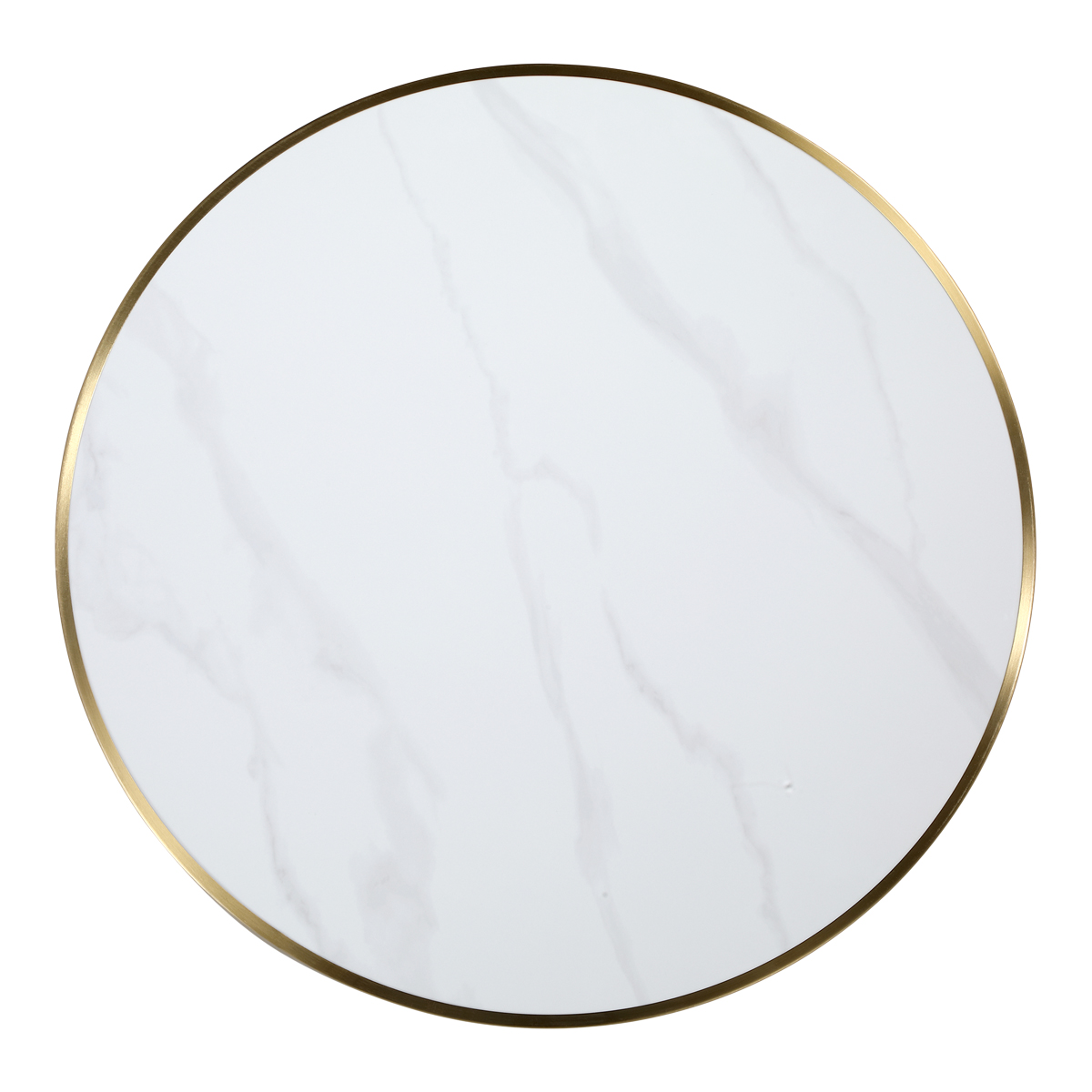 24 Round, White Marble Sintered Stone Table Top with Light Grey Veining ...