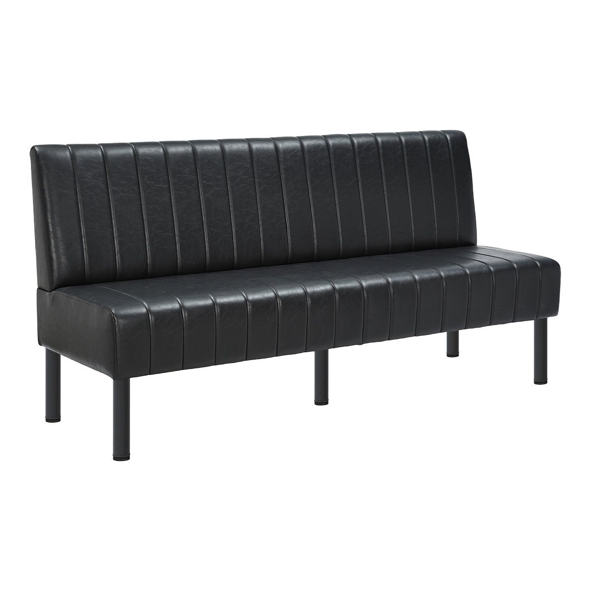 Black Upholstered Booth Seating with Vertical Channel Backrest and ...