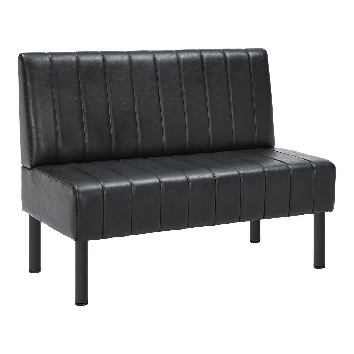 Black Upholstered Booth Seating with Vertical Channel Backrest and ...
