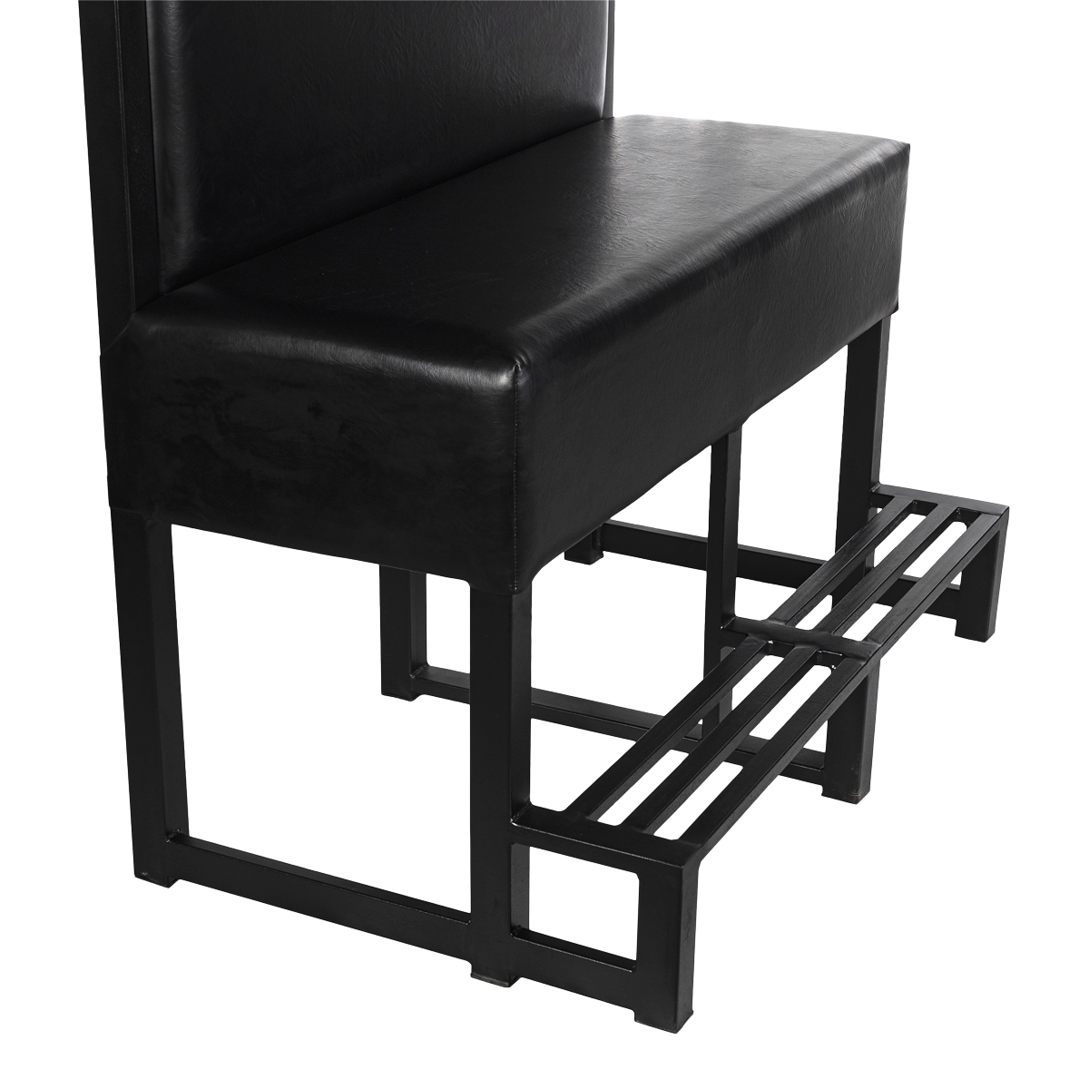 48L x 52H Bar-Height Upholstered Single Metal Booth in Black with Black ...