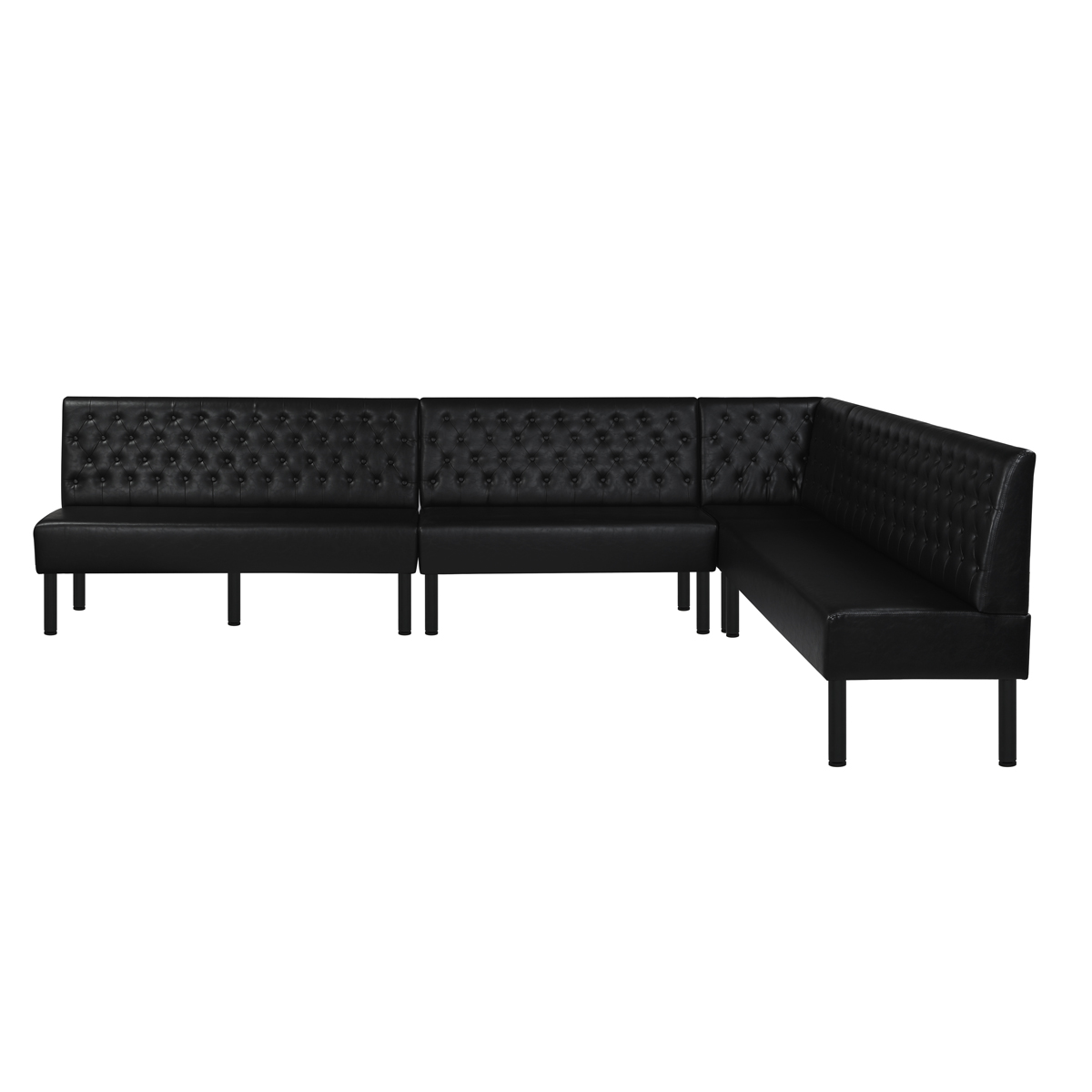 Black Upholstered Booth Seating with Button Tufted Backrest and Black ...