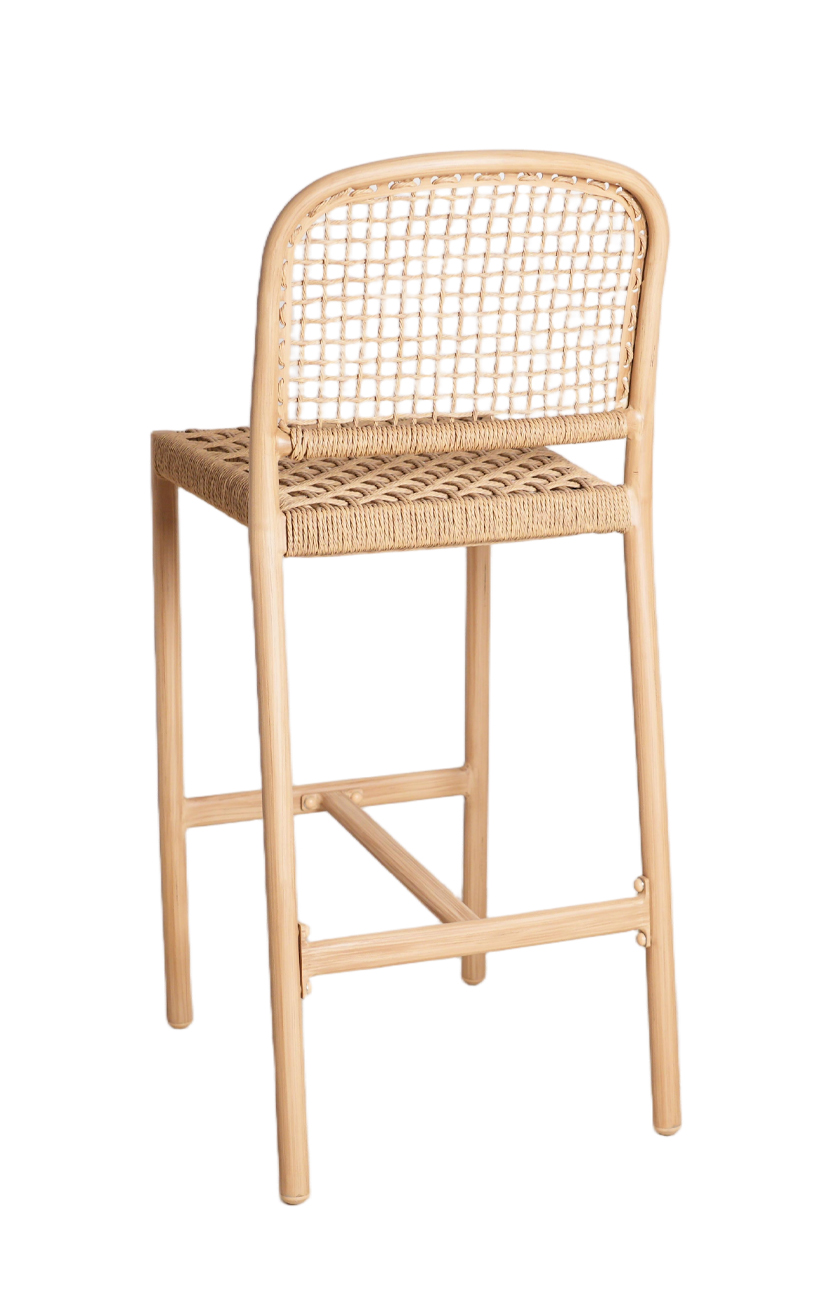 Coastal Natural Aluminum Woven Barstool with Terylene Fabric Seat and ...