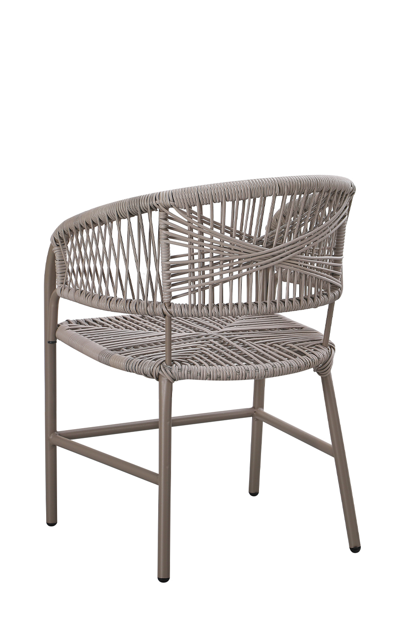 Indoor/Outdoor Metal Dining Armchair with Woven Taupe Terylene Fabric ...