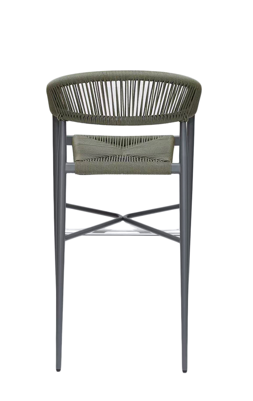 Indoor/Outdoor Armed Barstool with Dark Gray Aluminum Frame and Olive ...